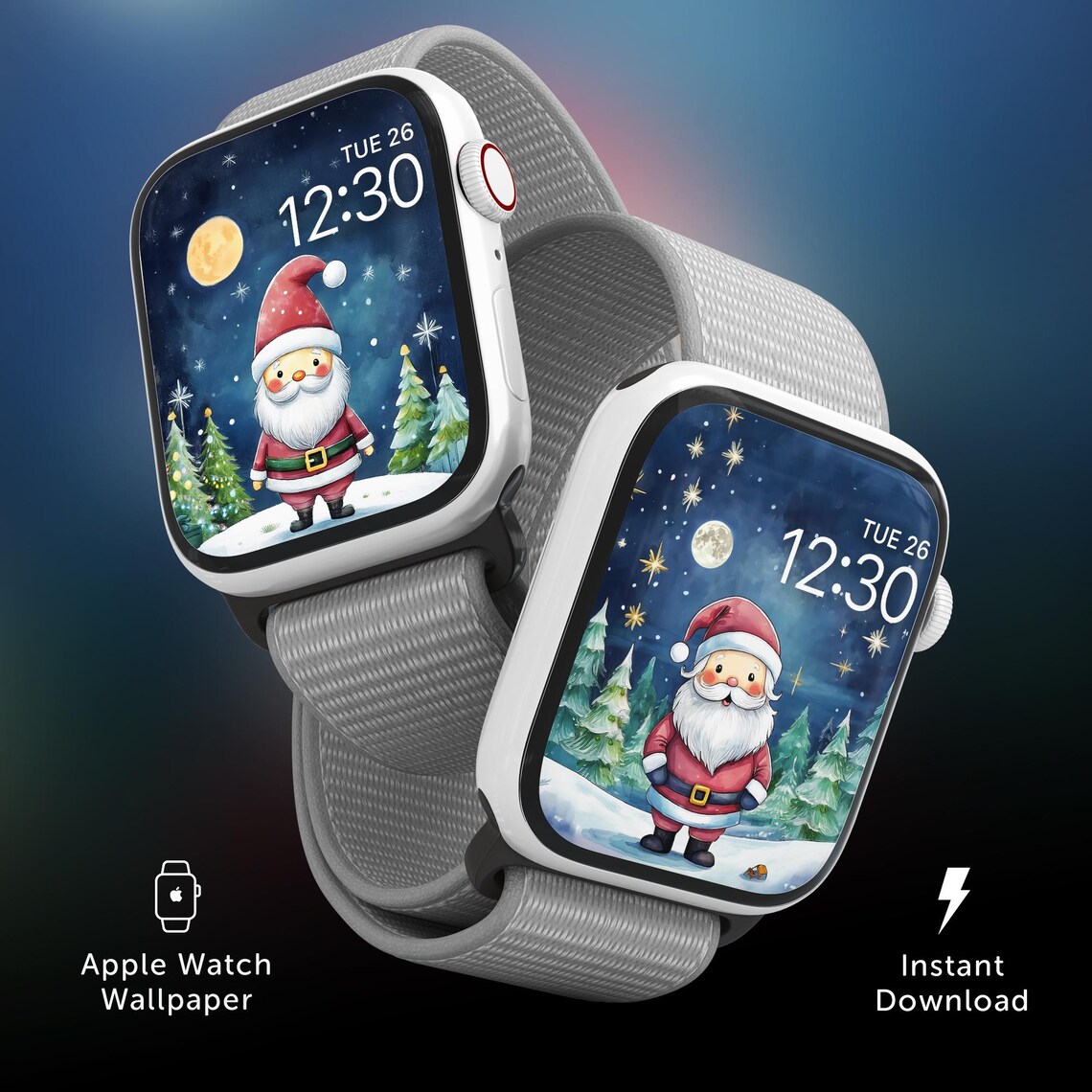 Christmas Santa Apple Watch Wallpaper, Cute Santa Background for ...