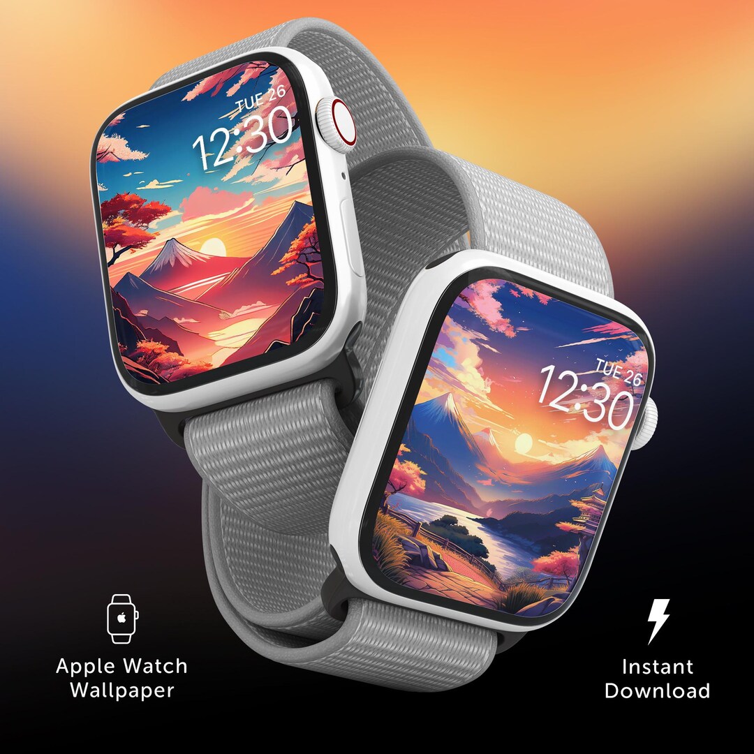 Anime Apple Watch Wallpaper, Anime Sunset Mountains, Smartwatch Anime ...