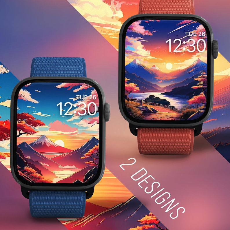 Anime Apple Watch Wallpaper, Anime Sunset Mountains, Smartwatch Anime ...