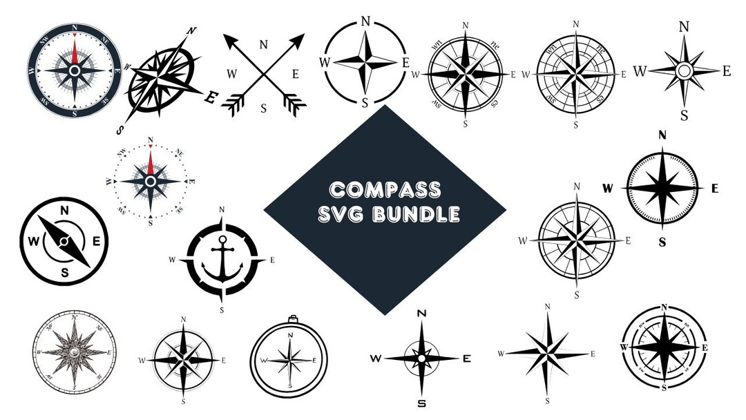 Compass SVG Digital File | Nautical Compass Clipart | Vector Navigation ...