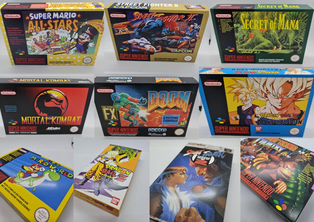 SNES - European Version (FR) (3/4) - Reproduction Box With Decoration ...