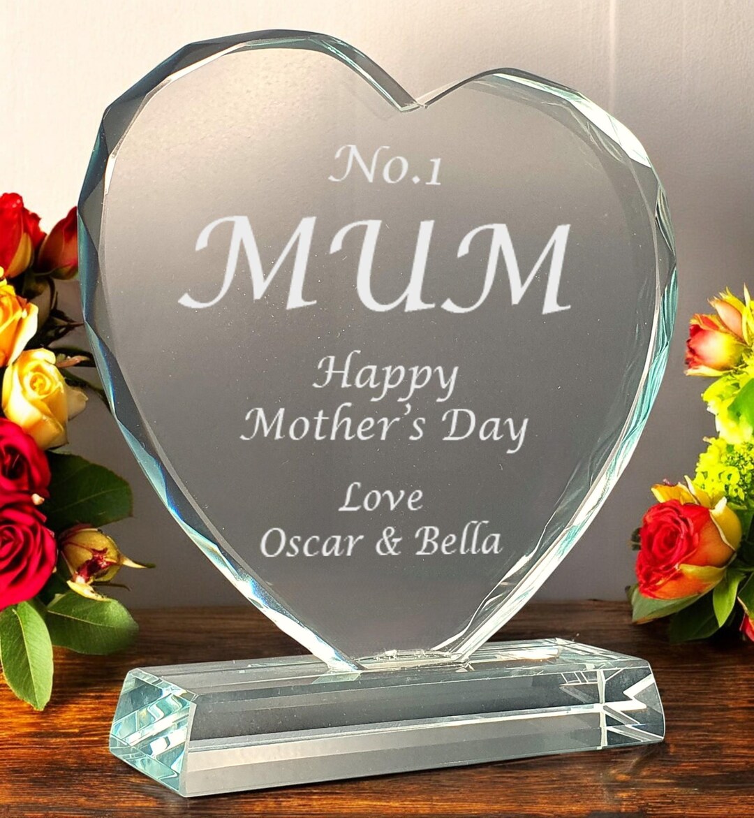 Beautiful Mother's Day Personalised Heart Shaped Crystal Glass Heavy ...