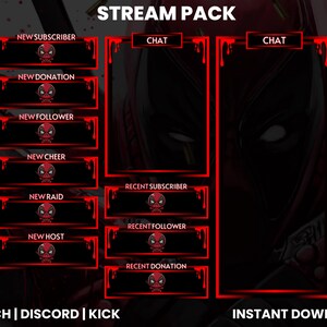 Twitch Stream Pack | Twitch Screen Overlay | Deadpool Stream Pack ...