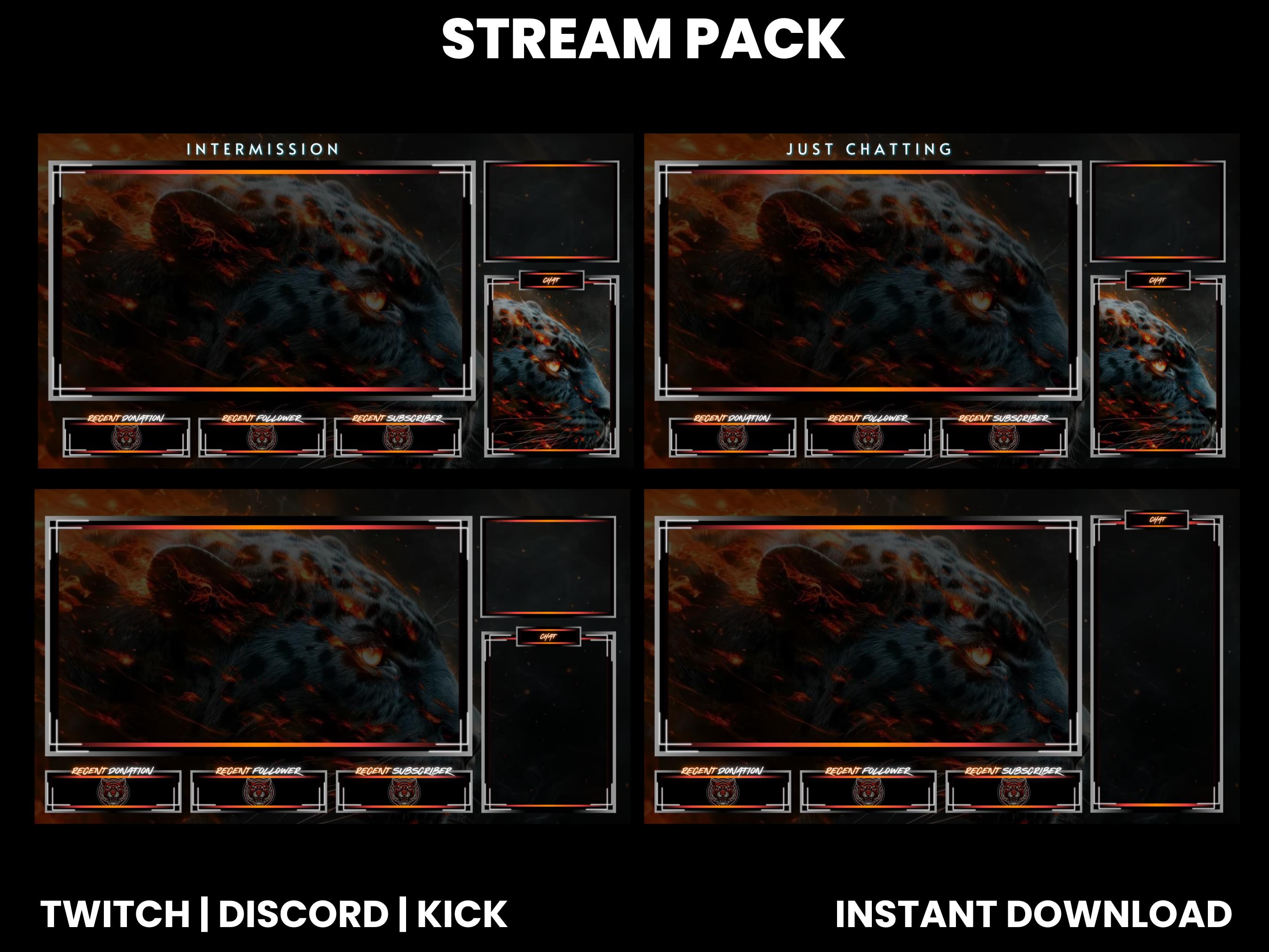 Animated Twitch Stream Pack | Twitch Screen Overlay | Leopard Stream ...