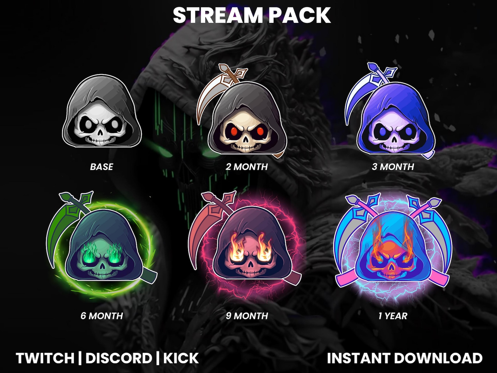 Grim Reaper Twitch Stream Pack | Animated Screen | Webcam Overlay ...