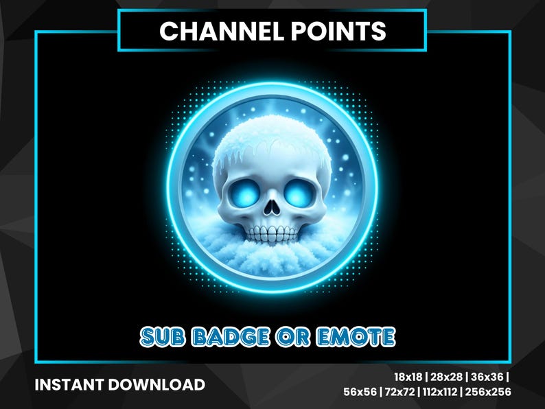 Ice Skull Sub Badge & Emote | Frozen Skull Channel Points for Twitch ...