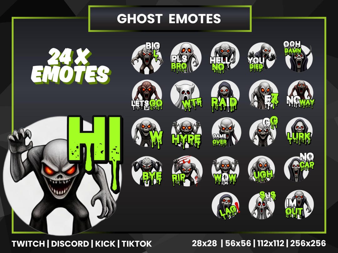 Ghost Emotes Pack for Twitch Discord Kick | Spooky Funny Stream Emotes ...