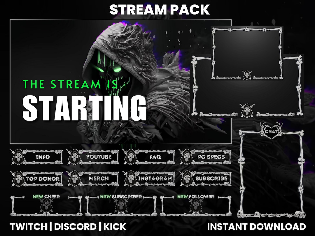 Grim Reaper Twitch Stream Pack | Animated Screens | Webcam Overlay ...