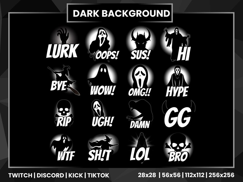 16 Ghost Text Emotes | Twitch Emotes | Haunted Text Emotes Twitch ...
