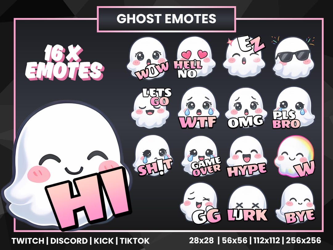 Ghost Emote Pack for Twitch & Discord | 16x Cute Spooky Ghost Stream ...