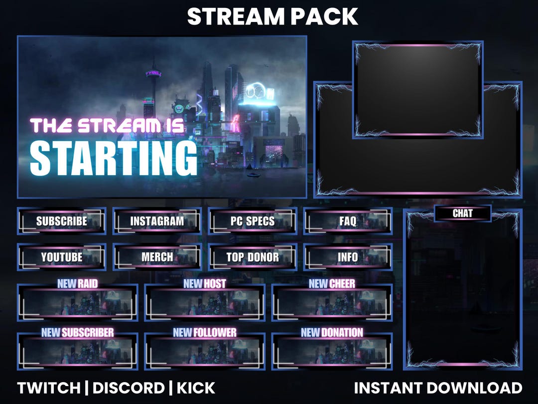 Animated Twitch Stream Pack | Twitch Screen Overlay | Webcam Overlay ...