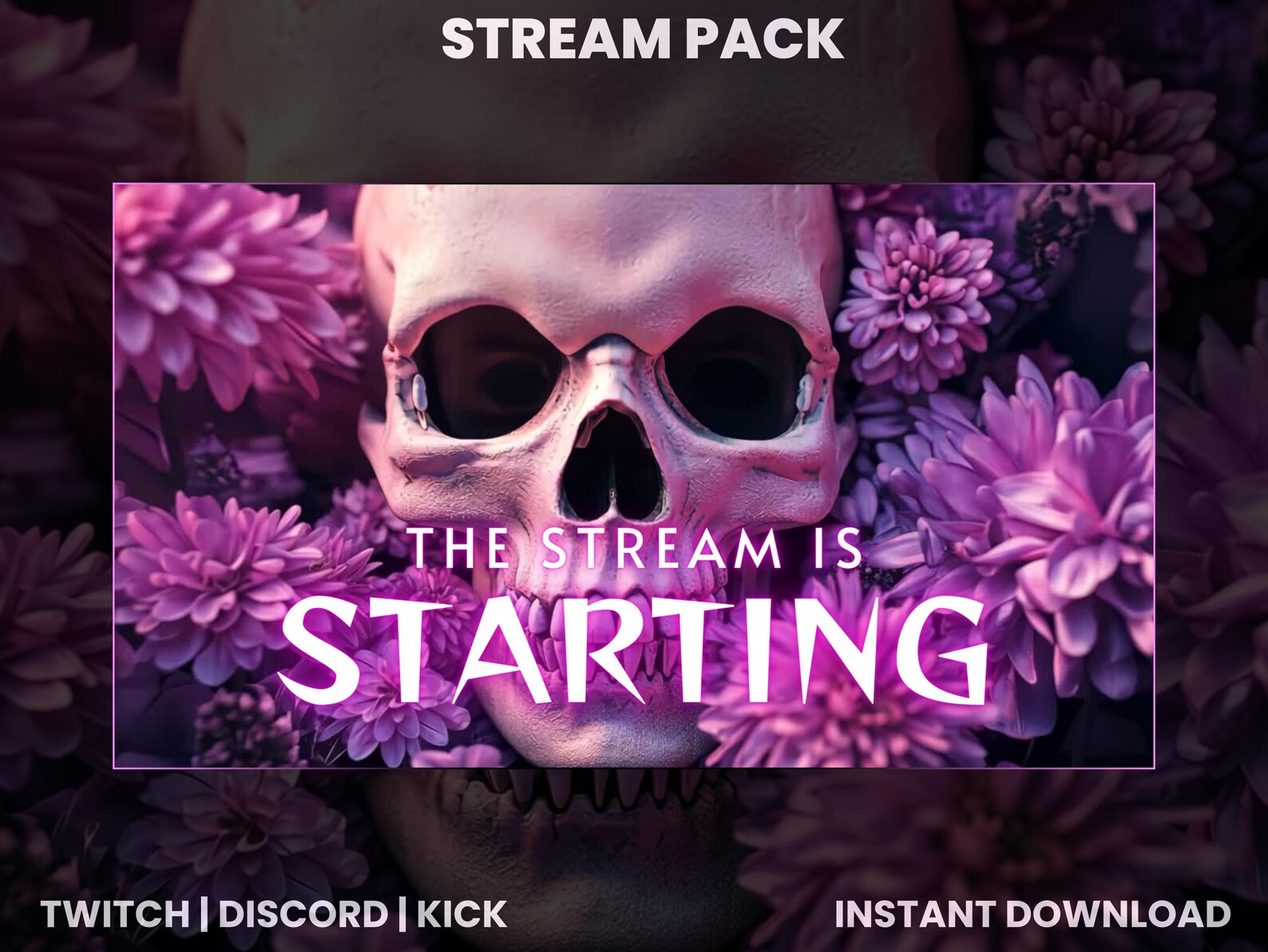 Animated Twitch Stream Pack | Flower Skull Stream Pack | Twitch Screen ...