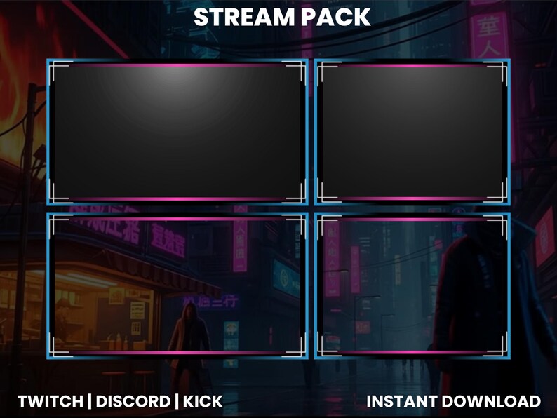 Cyberpunk Stream Pack – Neon Twitch Overlay for OBS, Streamlabs, Kick ...