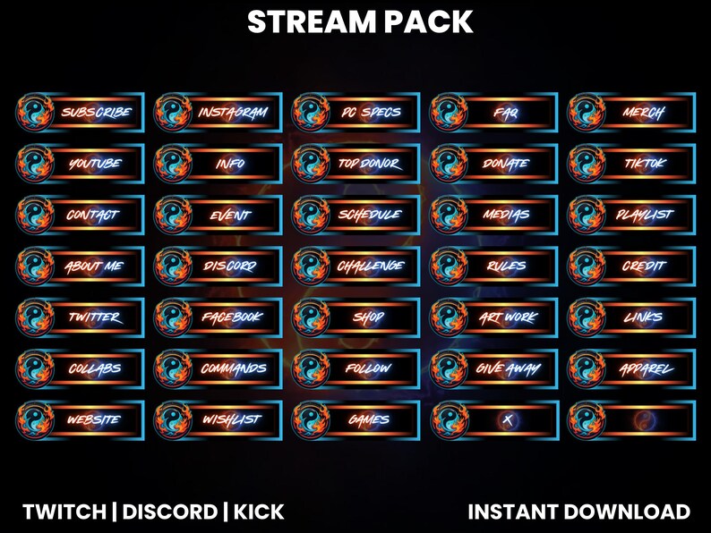 Ice and Fire Twitch Stream Pack | Twitch Screen Overlay | Animated ...