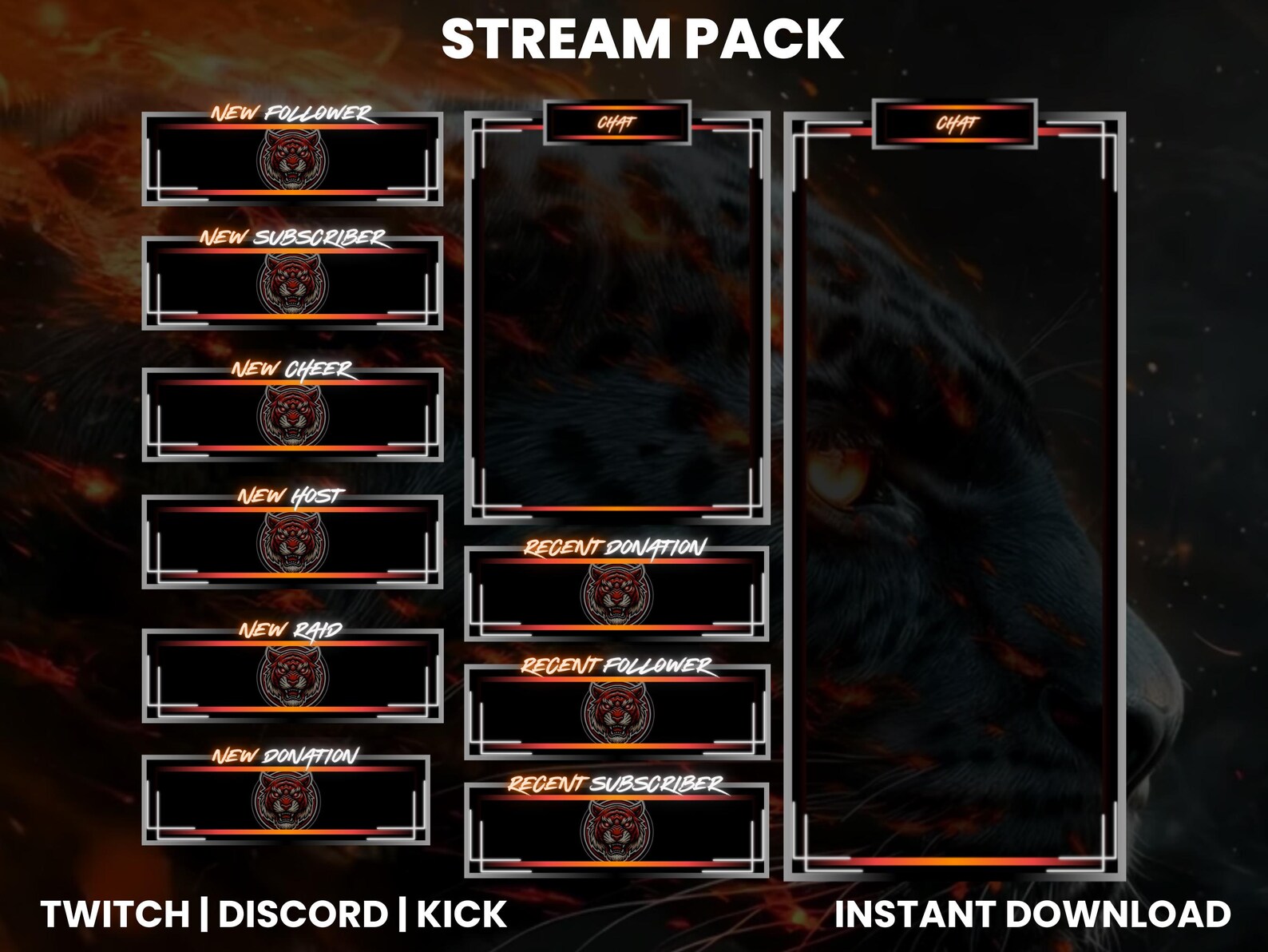 Animated Twitch Stream Pack Twitch Screen Overlay Leopard Stream Pack ...