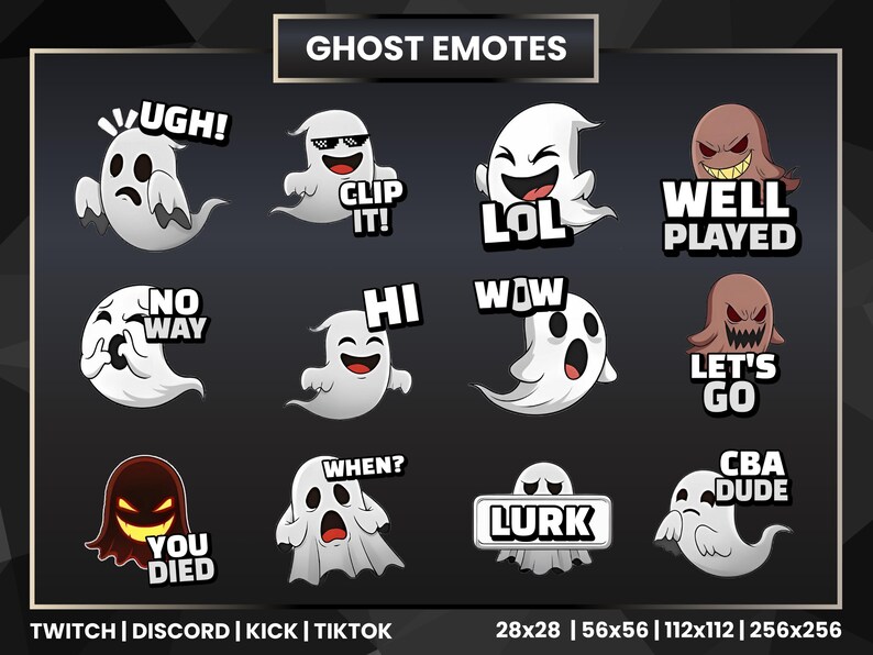 24 Cute Ghost Emotes for Twitch, Discord, Kick, Youtube | Streamer ...
