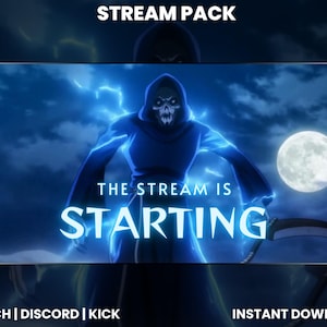 Grim Reaper Stream Overlay Pack for Twitch OBS Kick | Animated Starting ...