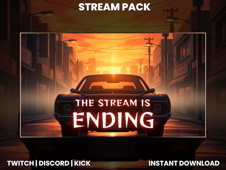 Muscle Car Stream Overlay Pack – Neon Orange Retro Twitch Overlay ...
