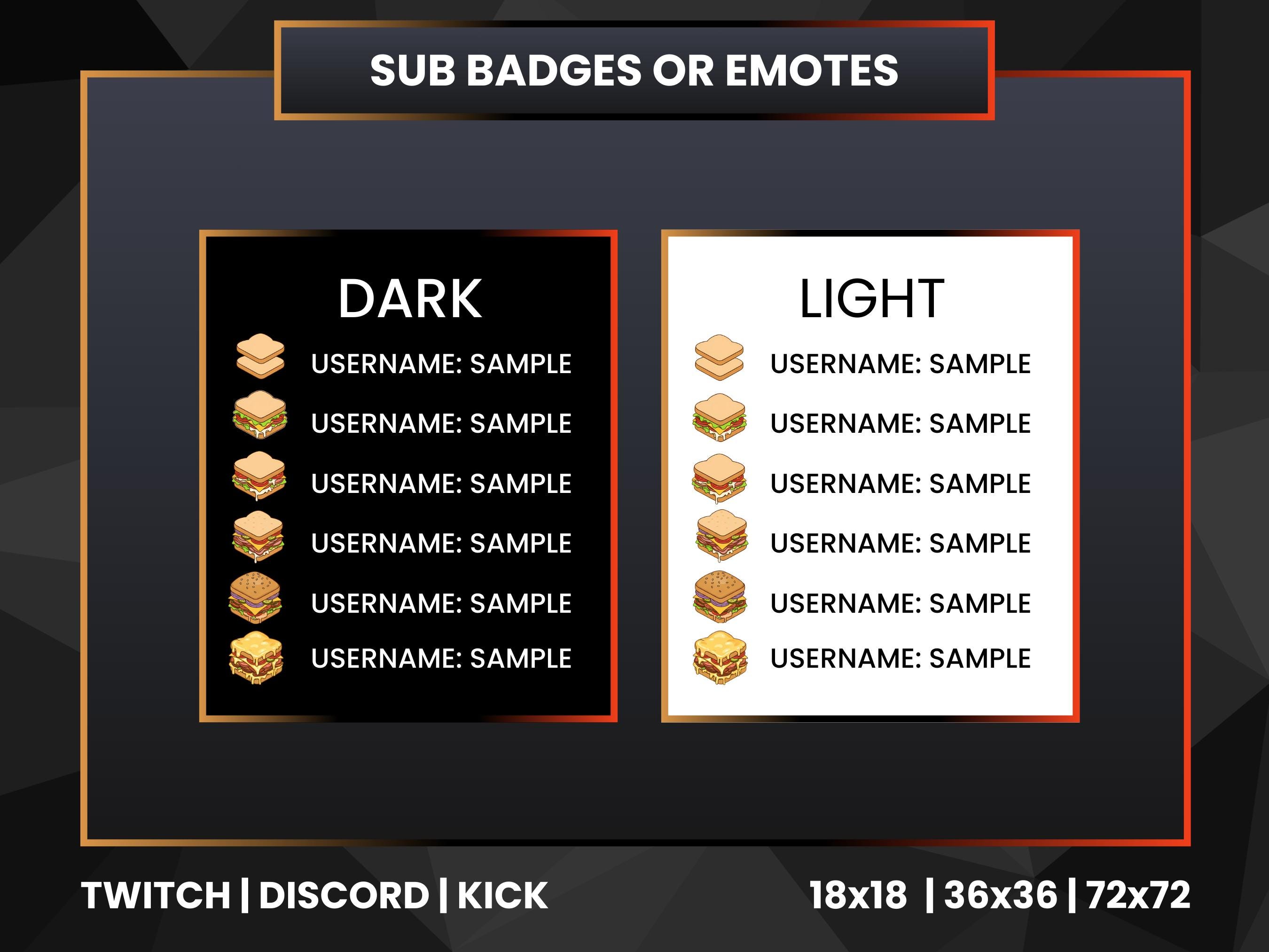 Sandwich Sub Badges for Twitch | Food Stream Badges or Emotes | Cute ...