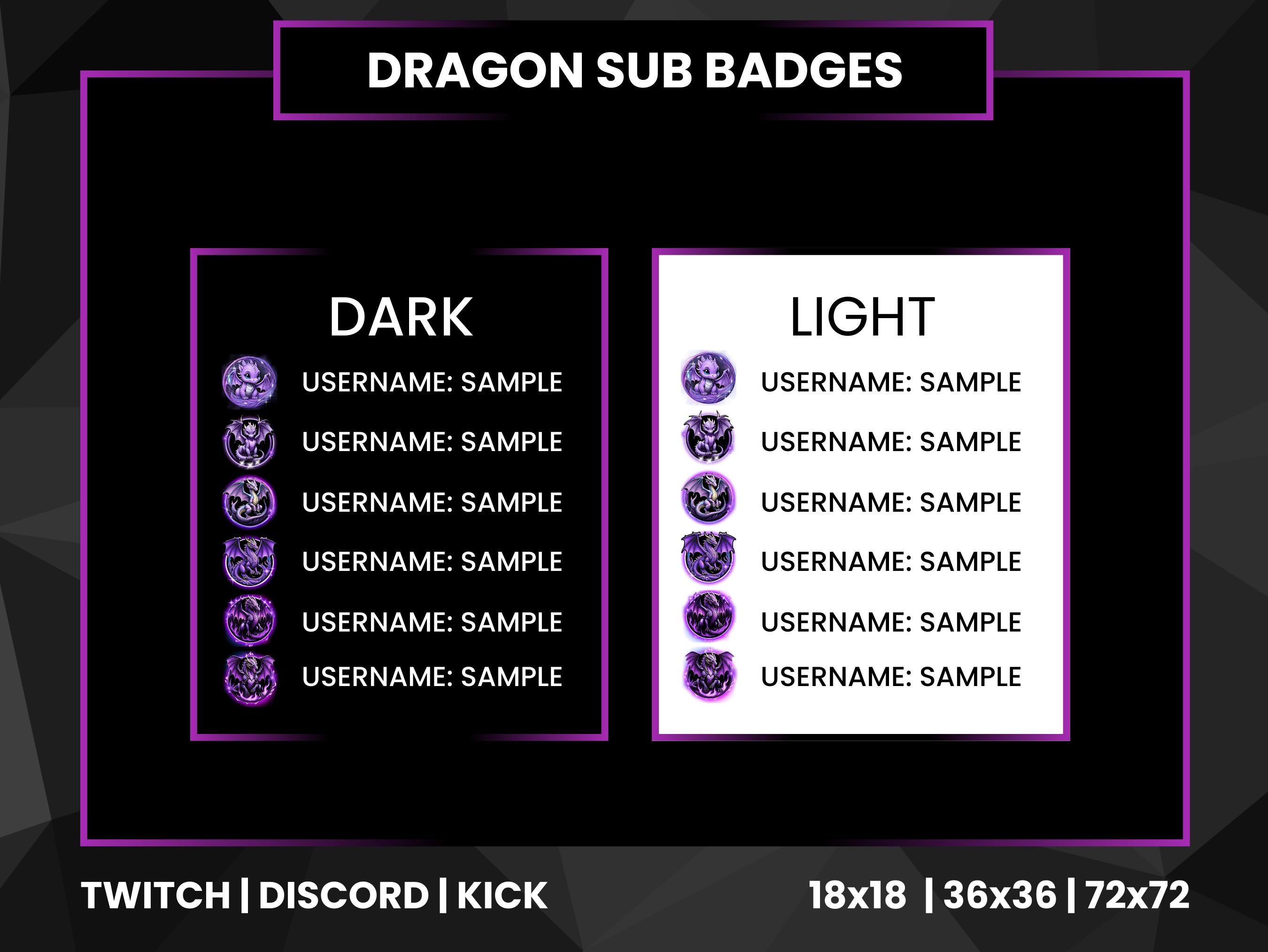 Purple Dragon Sub Badges | Twitch Badges | Bit Badges Twitch | Neon ...