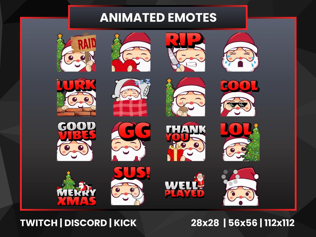 32 Santa Claus Animated Twitch Emotes | Perfect Christmas Emote ...