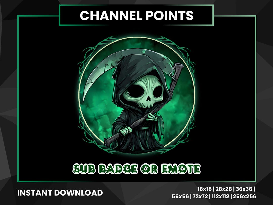 Emerald Green Grim Reaper Channel Points | Toxic Green Scythe Emote ...