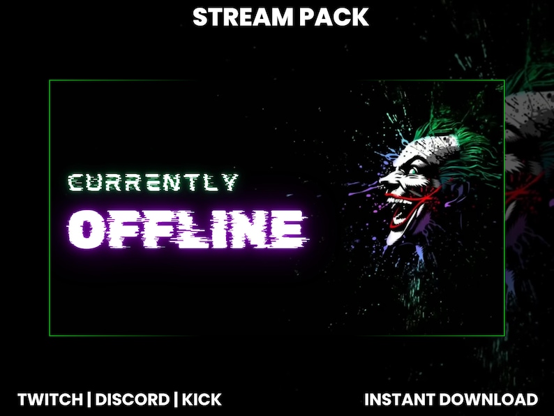 Joker Twitch Stream Pack | Twitch Screen Overlays | Webcam Overlay ...