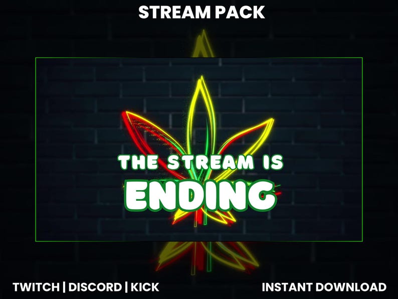 Weed Leaf Twitch Stream Pack | Twitch Screen Overlay | Animated Screens ...