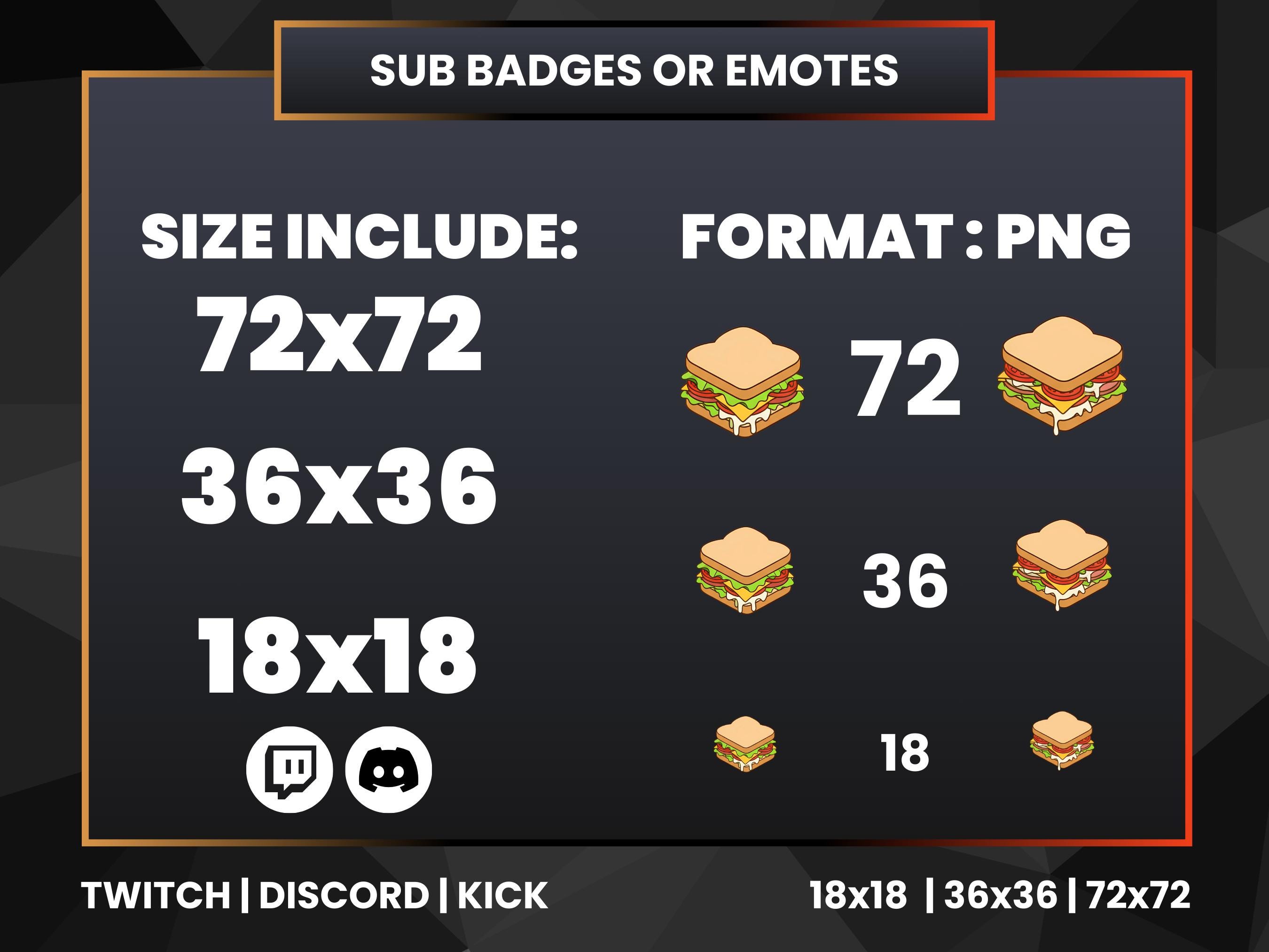 Sandwich Sub Badges for Twitch | Food Stream Badges or Emotes | Cute ...