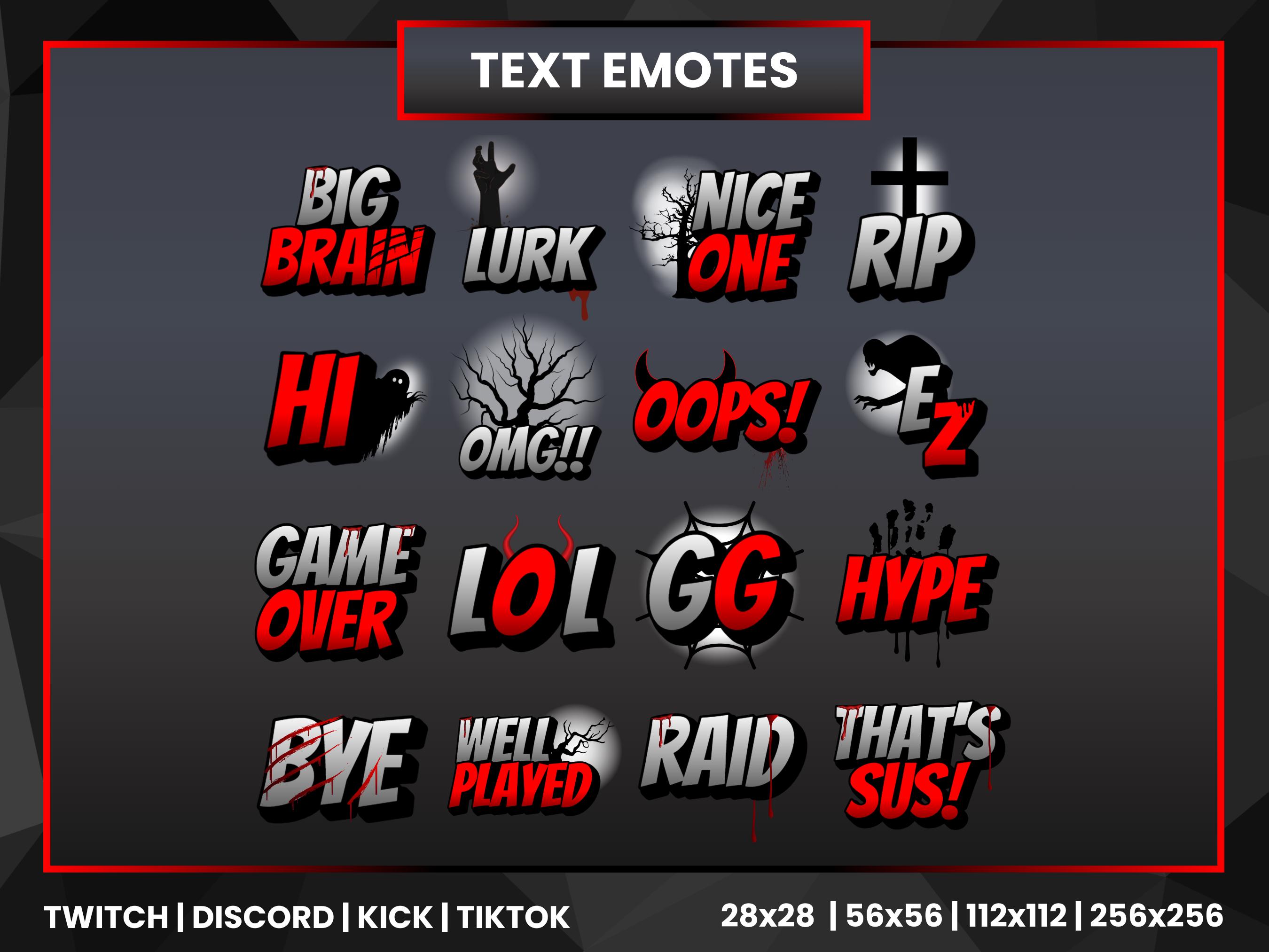 16 Red and Grey Twitch Emotes Text Emotes Twitch Spooky Emotes ...