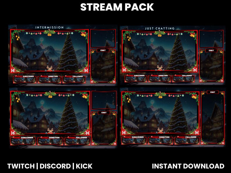 Christmas Twitch Stream Pack | Xmas Stream Pack | Animated Screens ...