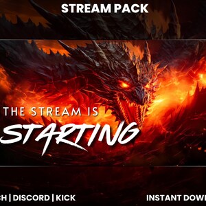 Fire Dragon Twitch Stream Pack | Twitch Screen Overlays | Webcam ...