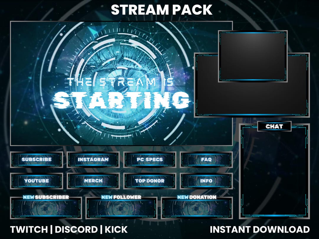 Technology Lock Twitch Stream Pack | Twitch Overlay | Webcam Overlay ...