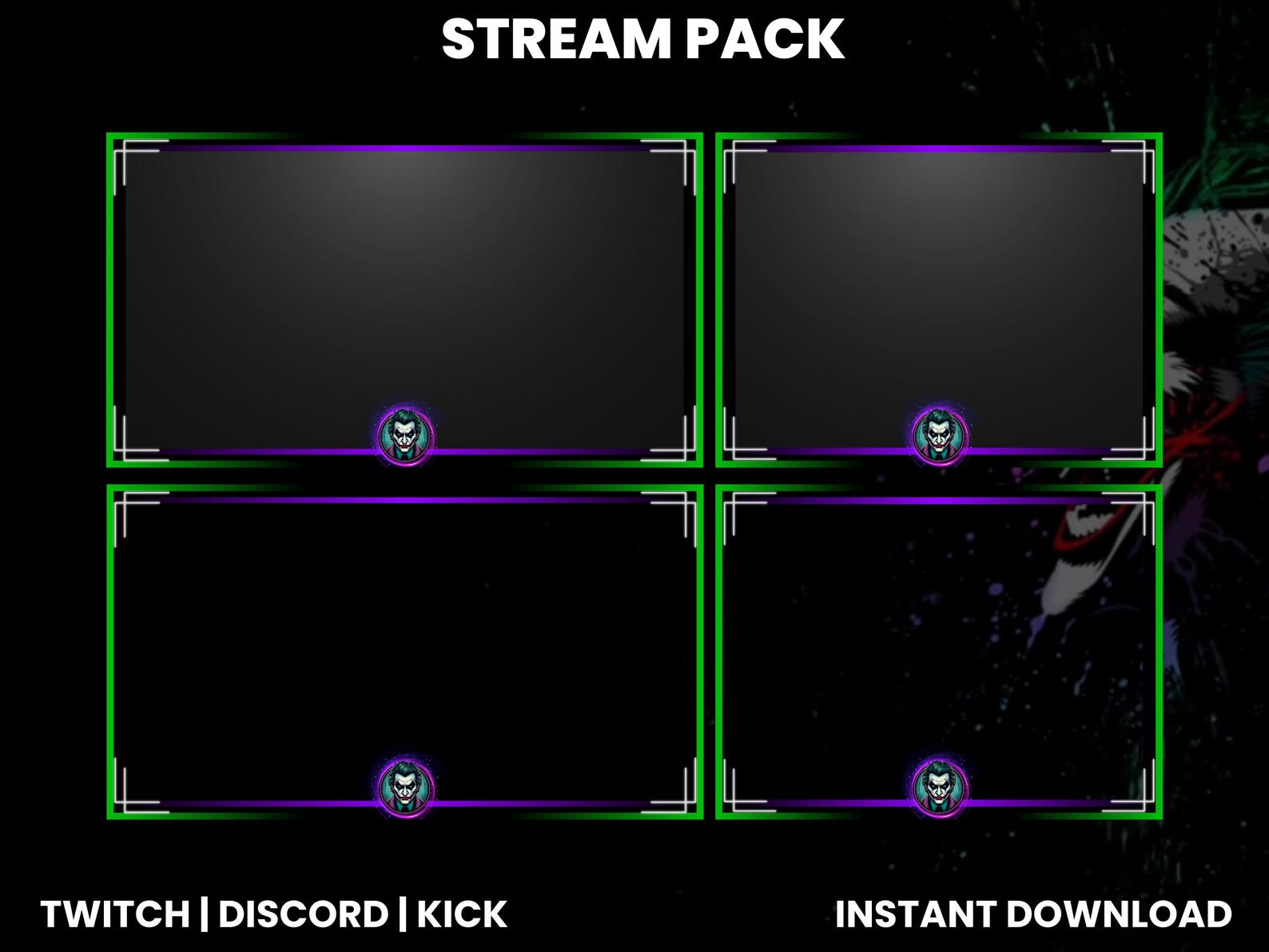 Joker Twitch Stream Pack | Twitch Screen Overlays | Webcam Overlay ...