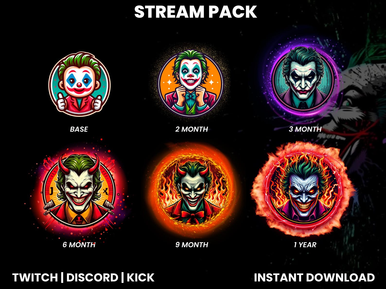 Joker Twitch Stream Pack | Twitch Screen Overlays | Webcam Overlay ...