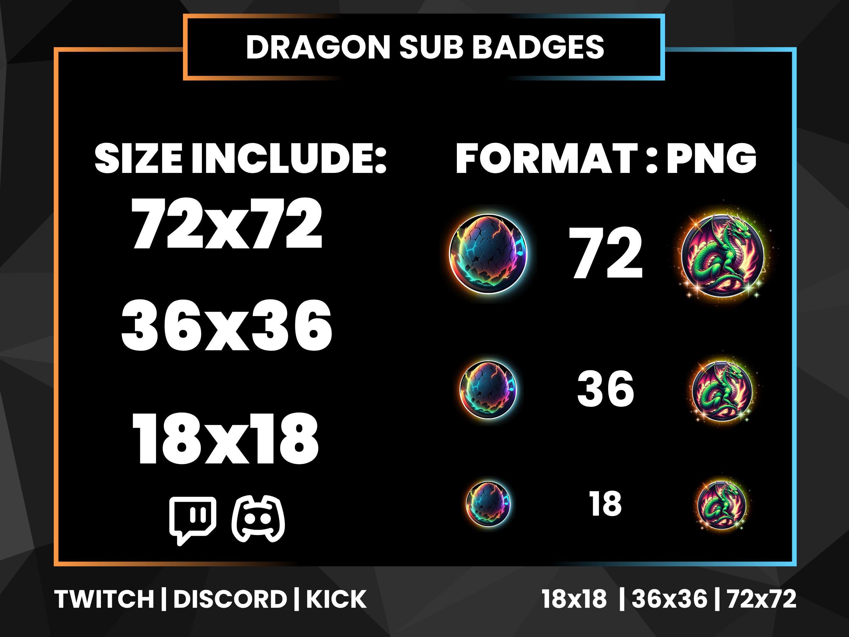 Dragon Sub Badges for Twitch, Kick, Discord | Evolution Loyalty Badges ...
