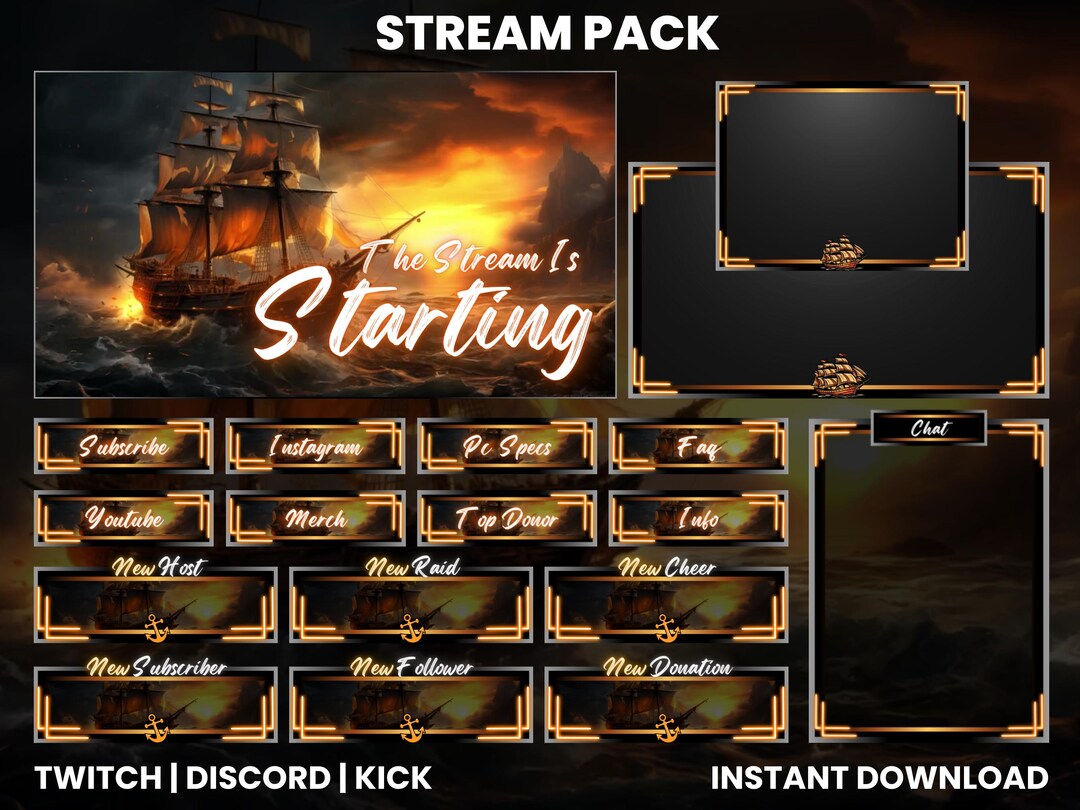 Sailing Boat Stream Pack | Animated Twitch Stream Pack | Twitch Screen ...