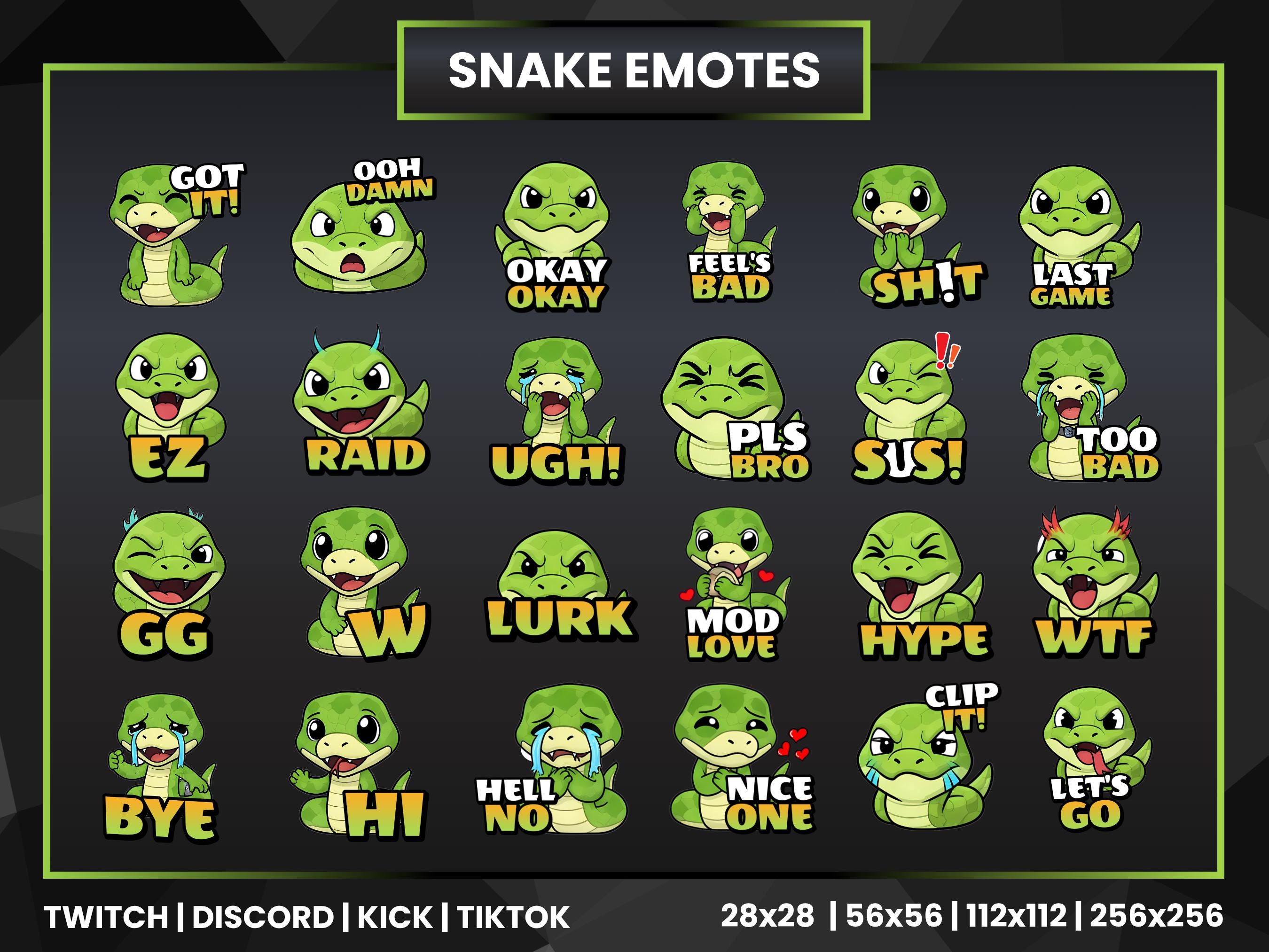 24 Snake Emotes Bundle | Twitch Discord Kick Tiktok Youtube | Cute ...