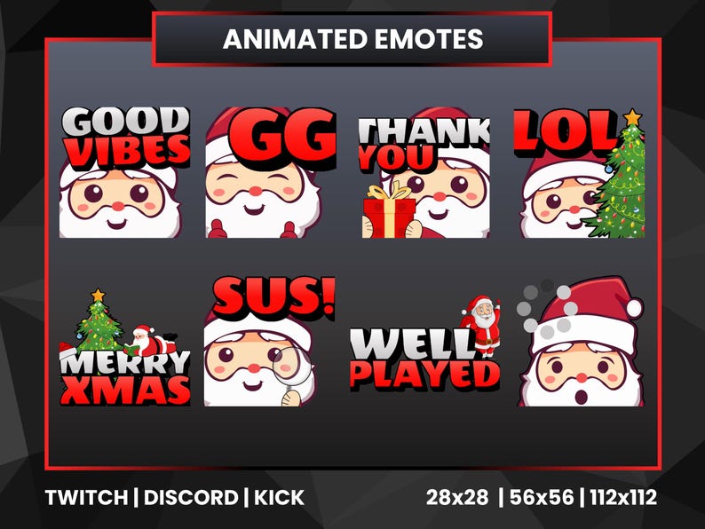 32 Santa Claus Animated Twitch Emotes | Perfect Christmas Emote ...