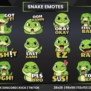 24 Snake Emotes Bundle | Twitch Discord Kick Tiktok Youtube | Cute ...