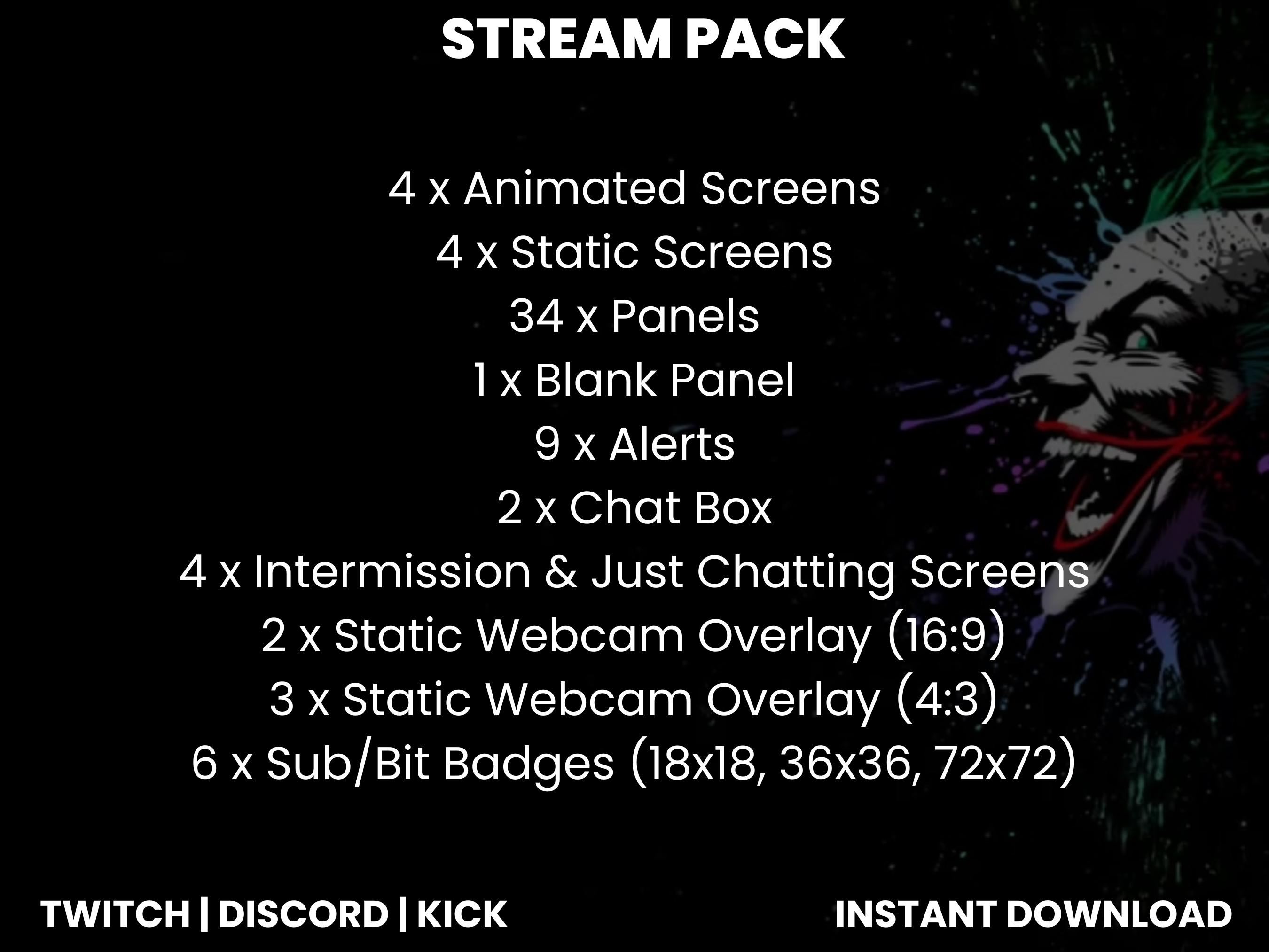 Joker Twitch Stream Pack | Twitch Screen Overlays | Webcam Overlay ...