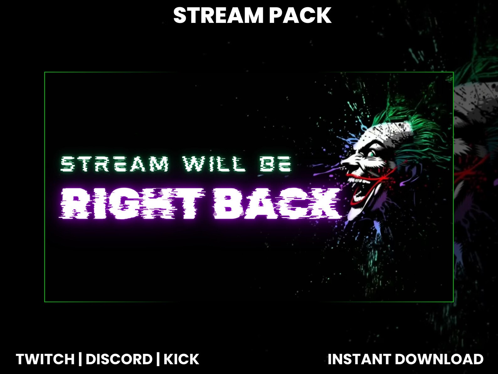Joker Twitch Stream Pack | Twitch Screen Overlays | Webcam Overlay ...