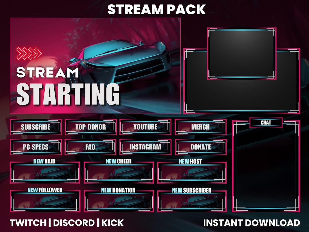 Moving Car Animated Twitch Stream Pack | Twitch Screen Overlay | Sports ...