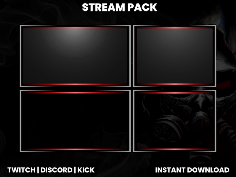 Gas Mask Twitch Stream Pack | Twitch Screen Overlay | Animated Screens ...