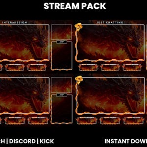 Fire Dragon Twitch Stream Pack | Twitch Screen Overlays | Webcam ...
