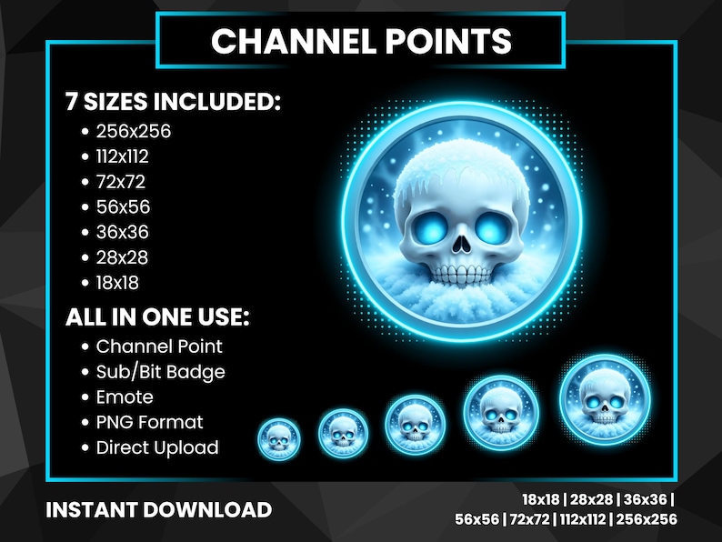 Ice Skull Sub Badge & Emote | Frozen Skull Channel Points for Twitch ...
