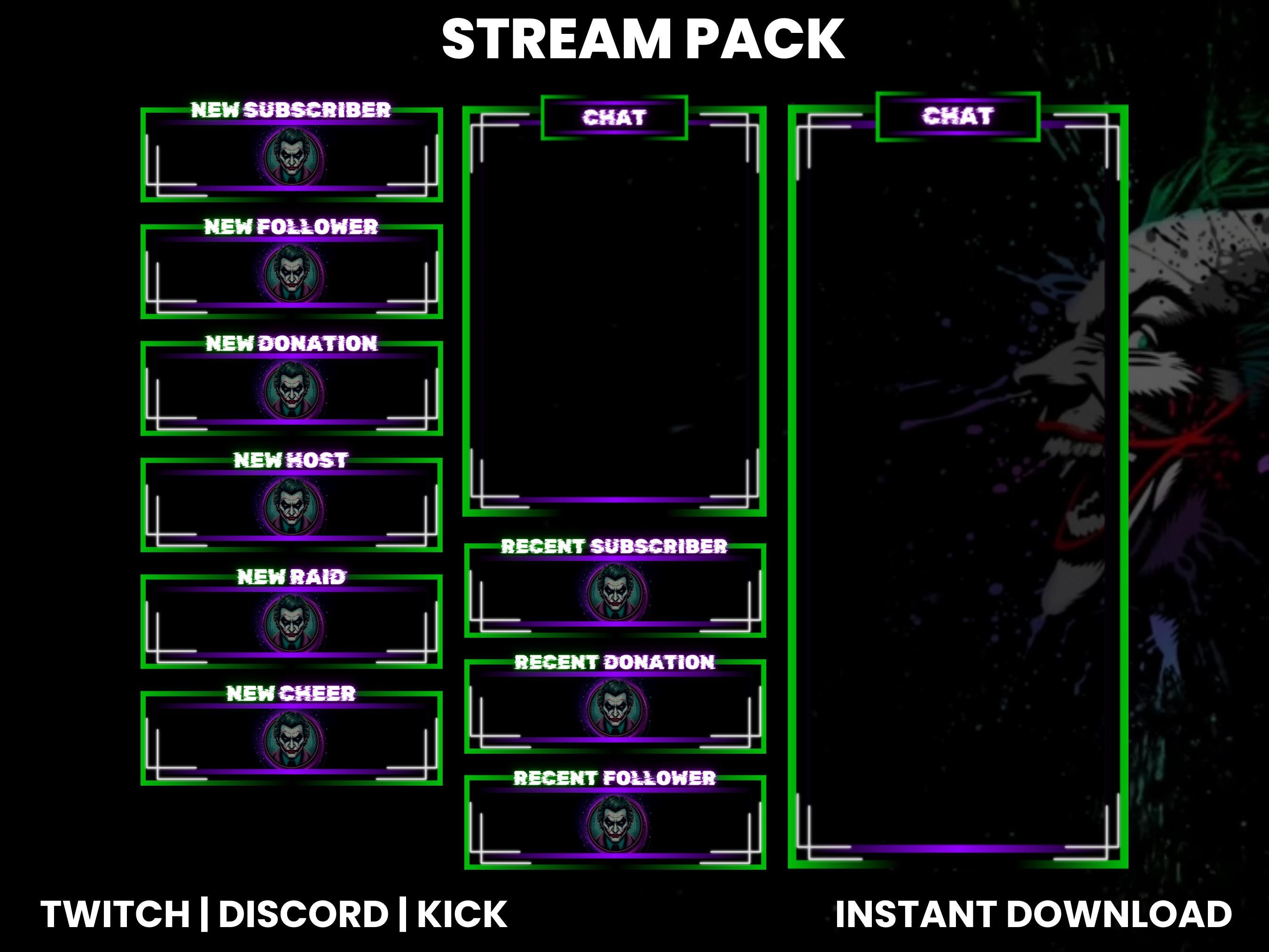 Joker Twitch Stream Pack | Twitch Screen Overlays | Webcam Overlay ...