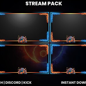 Ice and Fire Twitch Stream Pack | Twitch Screen Overlay | Animated ...