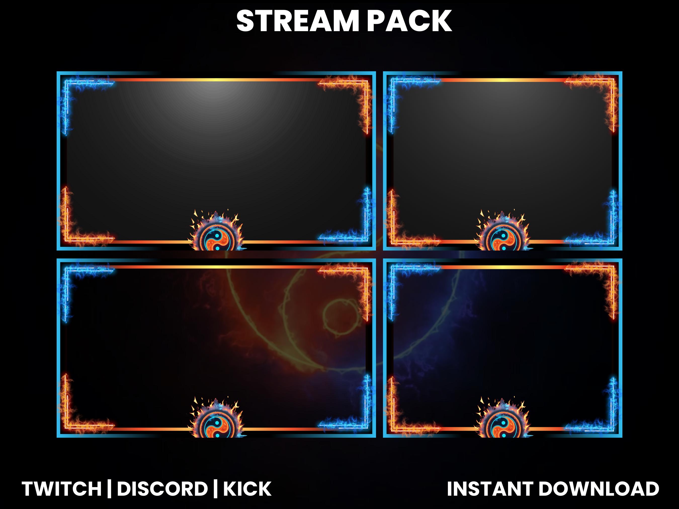 Ice and Fire Twitch Stream Pack | Twitch Screen Overlay | Animated ...