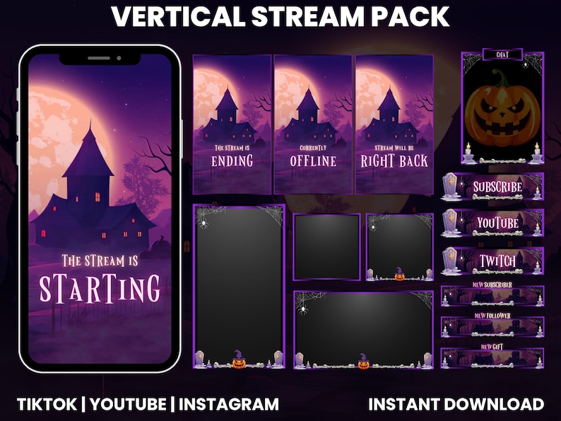 Halloween Vertical Stream Pack | Haunted House Overlay | Pumpkin Tiktok ...